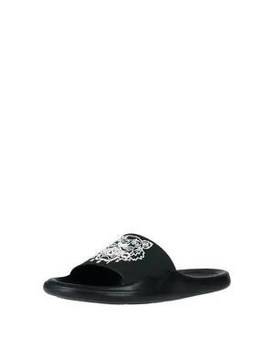 Kenzo Rubber Slides With Printed Logo - Black