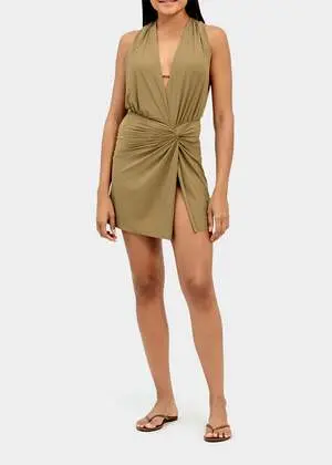 VIX PAULA HERMANNY Karina Coverup Mini Dress Pistachio