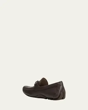 FERRAGAMO Parigi Gancini Leather Drivers - T.moro