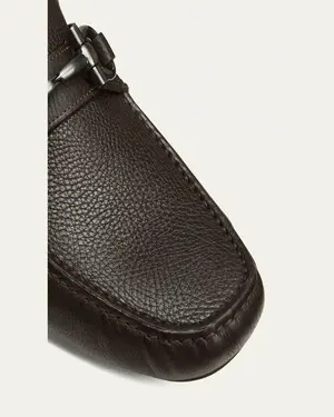 FERRAGAMO Parigi Gancini Leather Drivers - T.moro