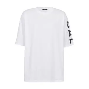 Balmain Oversized Cotton T-shirt With Balmain Logo Print - White