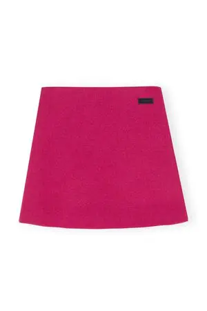 GANNI Wool A-line Mini Skirt - Red