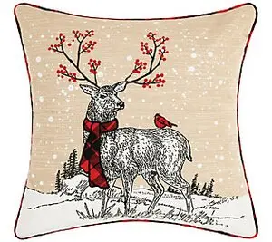 C&F HOME 18' X 18' Deer Embroidered And Printed Throw Pillow - One-color