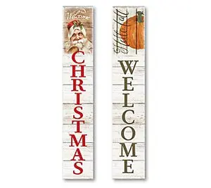 COURTSIDE MARKET Hello Fall & Welcome Santa I 7x40 Double-sided Orch Sign - One-color