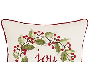 C&F HOME 18' X 18' Joy Wreath Embroidered Throw Pillow