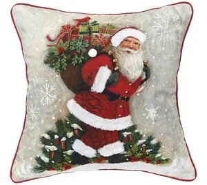 C&F HOME Woodland Santa Printed & Embellished T Hrow Pillow - One-color