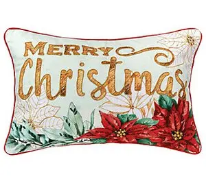 C&F HOME 14' X 22' Merry Christmas Poinsettia T Hrow Pillow - One-color
