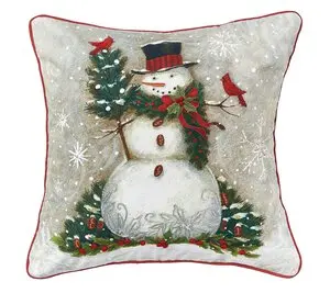 C&F HOME Woodland Snowman Printed & Embellished Throw Pillow - One-color