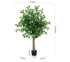 SAFAVIEH Faux Bush Ficus 55' Potted Tree