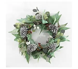 SAFAVIEH Faux 24' Eucalyptus & Berries Wreath W / Pine Cones - One-color