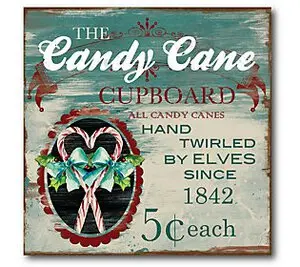 COURTSIDE MARKET The Candy Cane 16x16 Canvas - One-color
