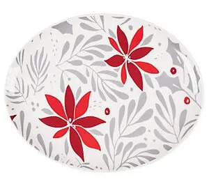VALERIE PARR HILL Poinsettia Christmas Oval Platter Valerie - One-color