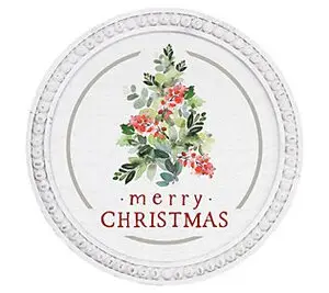 SINCERE SURROUNDINGS 14' Merry Christmas Holly Eaded Art - One-color