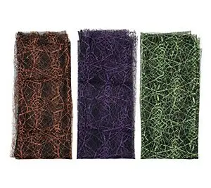 NORTHLIGHT 3pc Purple Orange & Green Spiderweb Ecorations