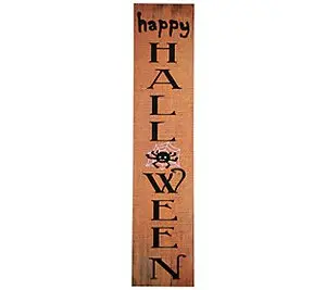 NORTHLIGHT 36' Orange Wood Happy Halloween W/sp Ider Wall Sign - One-color