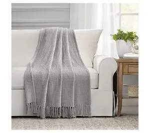 LUSH DECOR Waffle Cotton Knit Throw White Single 50x60 Ush Decor - One-color
