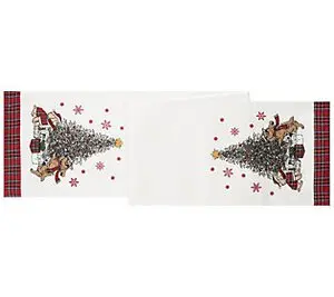 VALERIE PARR HILL 13' X 72' Festive Dogs Table Runner Valerie