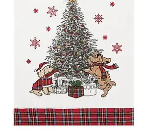 VALERIE PARR HILL 13' X 72' Festive Dogs Table Runner Valerie