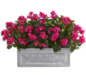 NEARLY NATURAL 30' Bougainvillea Plant In Stone Planter Nea Rly Natural - One-color