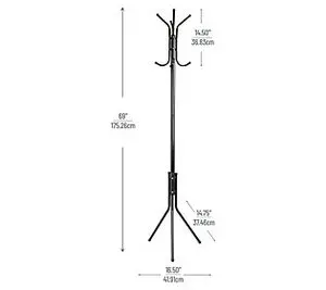 MIND READER 11 Hook Metal Standing Coat Rack