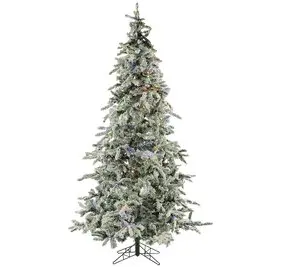 FRASER HILL FARM 7.5' Flocked Mountain Pine Mul Ticolor Tree - One-color
