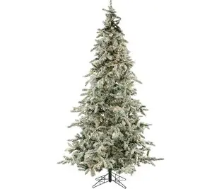 FRASER HILL FARM 9' Flocked Mountain Pine Smart Prelit Tree - One-color