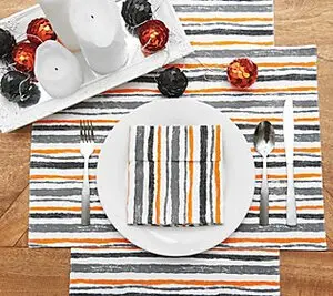 VALERIE PARR HILL 18' X 18' Halloween Stripe Napkin Set 6 Vale Ie - One-color