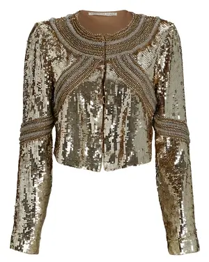 Veronica Beard Phaedra Sequin-embellished Cropped Jacket - Gold