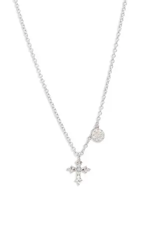 Meira T Diamond Cross Pendant Necklace - Silver
