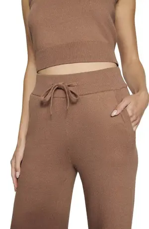 Eberjey Wide Leg Lounge Sweater Pants - Hazelnut