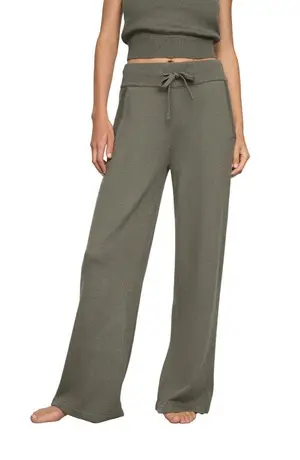 Eberjey Wide Leg Lounge Sweater Pants - Smokey Olive
