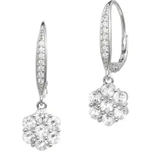 SAVVY CIE JEWELS Cubic Zirconia Floral Drop Earrings - White