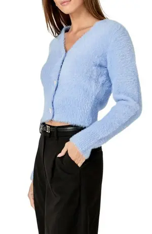 English Factory Pearly Heart Button Sweater - Periwinkle