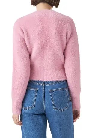 English Factory Pearly Heart Button Sweater - Pink