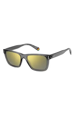 POLAROID 54mm Polarized Square Sunglasses - Grey/ Grey Gold Multilayer