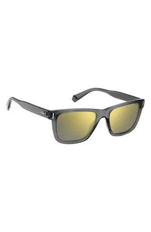 POLAROID 54mm Polarized Square Sunglasses - Grey/ Grey Gold Multilayer