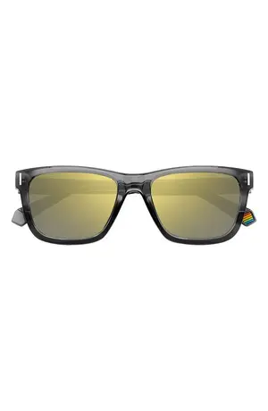 POLAROID 54mm Polarized Square Sunglasses - Grey/ Grey Gold Multilayer