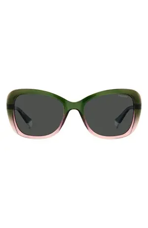 POLAROID Polaroid 53mm Polarized Cat Eye Sunglasses Green Pink/ Grey Polarized