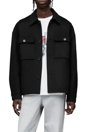 ALLSAINTS Broderick Recycled Wool Blend Shirt Jacket - Black