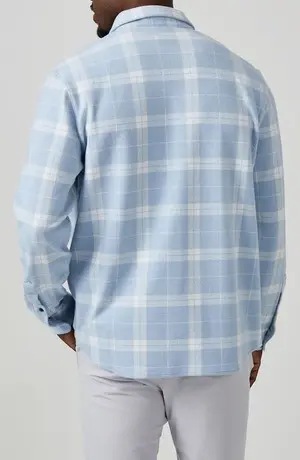 7 Diamonds Generation Plaid Stretch Flannel Button-up Shirt - Heather Blue