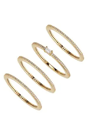 Nadri Pave The Way Set Of 4 Stacking Rings - Gold