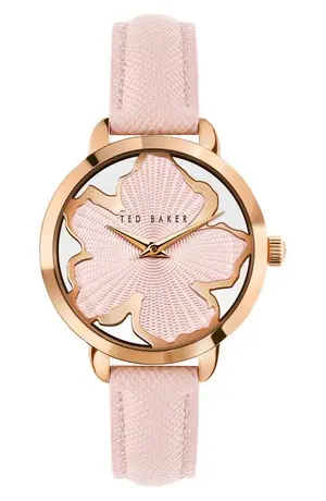 Ted Baker London Leather Strap Watch - Rose Gold/pink/pink
