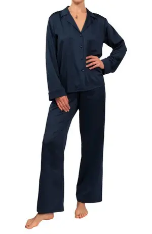 EVERYDAY RITUAL Allison/angela Cotton Pajamas - Inky Blue