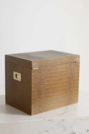 Smythson Deluxe Mara Croc-effect Leather Jewelry Box