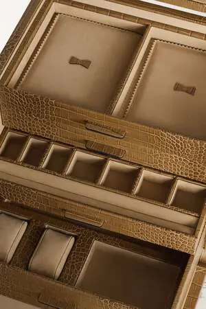 Smythson Deluxe Mara Croc-effect Leather Jewelry Box
