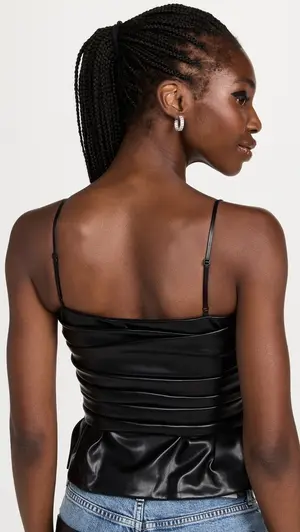 Simkhai Imara Faux Leather Draped Bustier Top