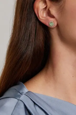 OLE LYNGGAARD COPENHAGEN Lotus Aquamarine And Diamond Earrings - Green