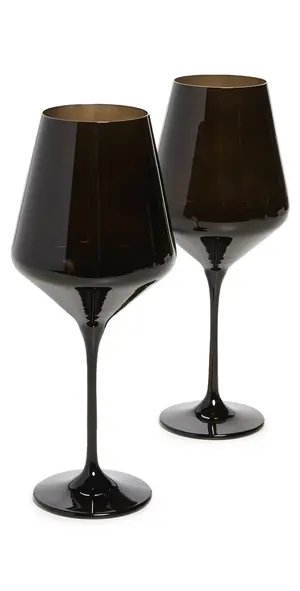 ESTELLE COLORED GLASS Stemware Set Of 2 - Black
