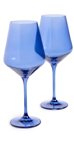 ESTELLE COLORED GLASS Estelle Colored Glass Stemware Set Of 2 Cobalt Blue