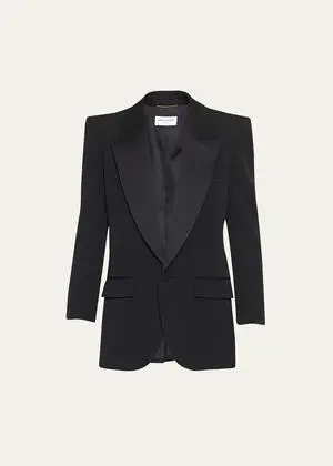 Saint Laurent Silk Collar Blazer - Nero